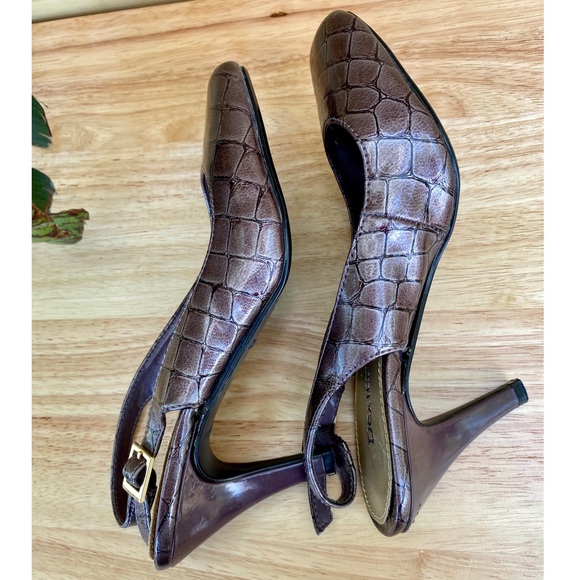 Dexter | Shoes | Dexter Faux Croc Brown Slingback Pumps 3 Size 5 | Poshmark